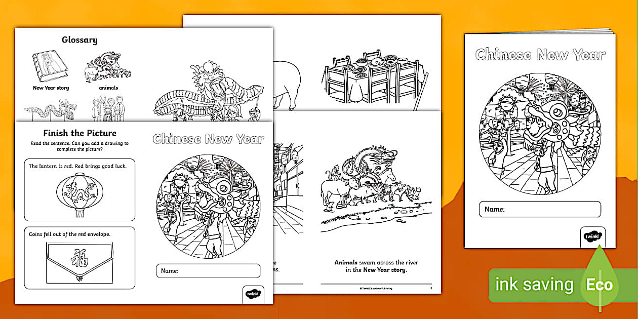 Read and Colour Booklet: Chinese New Year - Twinkl