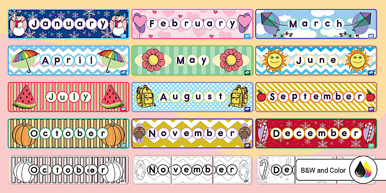 Months of the Year Banners Pack (Teacher-Made) - Twinkl