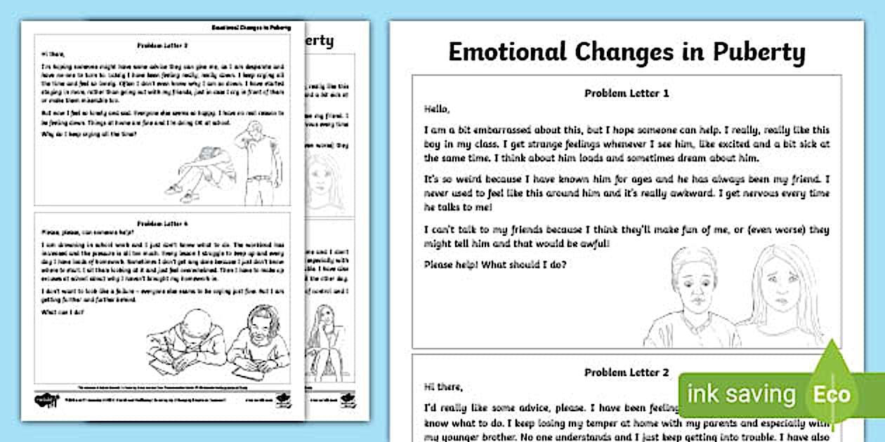 RSE Emotional Changes Puberty Activity - Problem Letters KS2