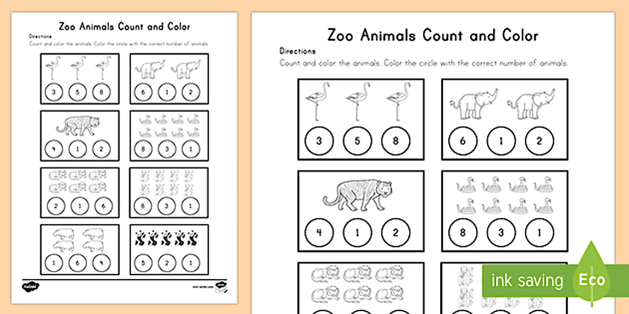 Editable Zoo Animals Counting Worksheet - Twinkl