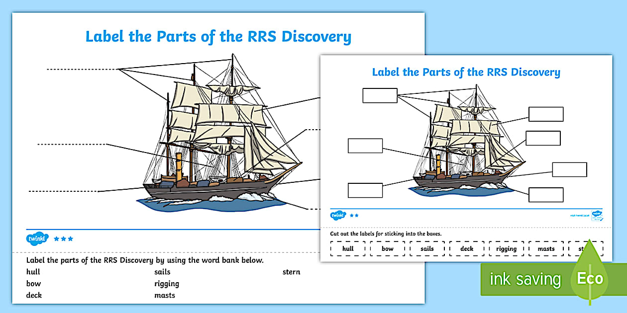 Parts of the RRS Discovery Labelled Boat Activity - Twinkl