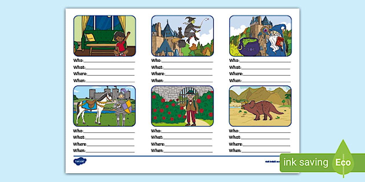 Who, What, Where, When Sentence Building Worksheet / Worksheet
