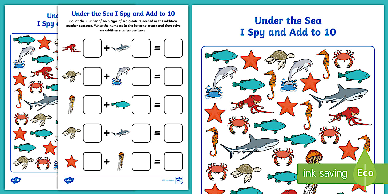 Under the Sea I Spy and Add to 10 (teacher made) - Twinkl