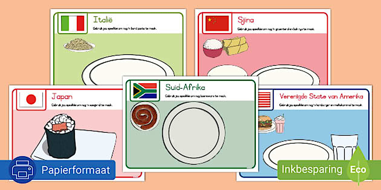 Kos Rondom die Wêreld Speelkleimatte (Teacher-Made)