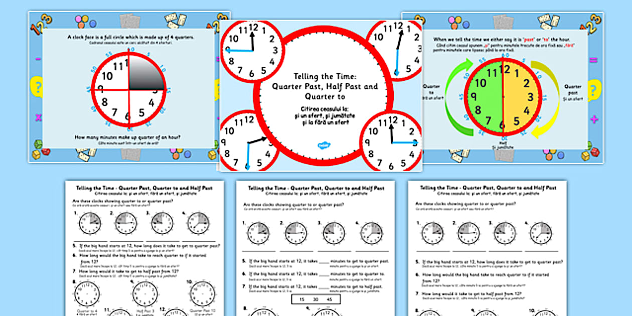 Telling the Time: Quarter Past, Half Past, Quarter to Task Setter ...
