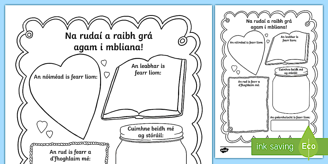 Fráma Scríofa Cuimhne Dheireadh na Scoilbhliana - Twinkl
