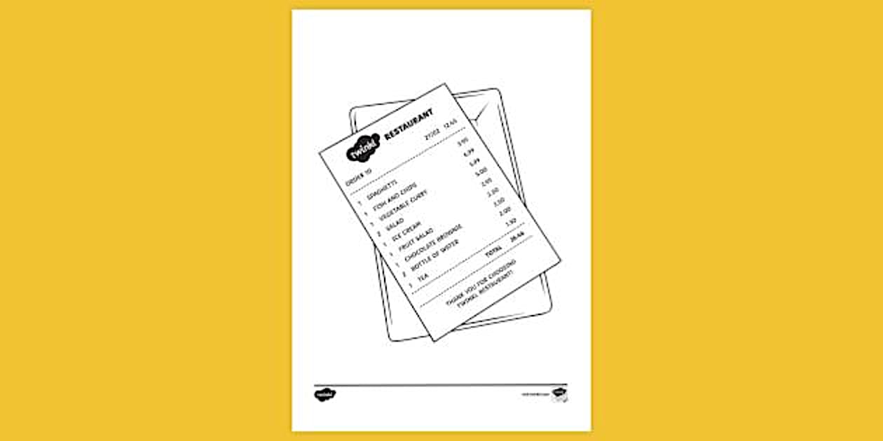 Restaurant Bill Colouring | Colouring Sheet (Teacher-Made)