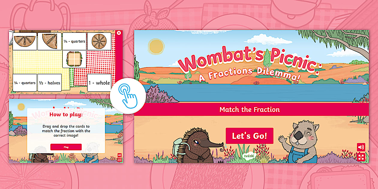 Wombat's Picnic - Match the Fraction Interactive Game