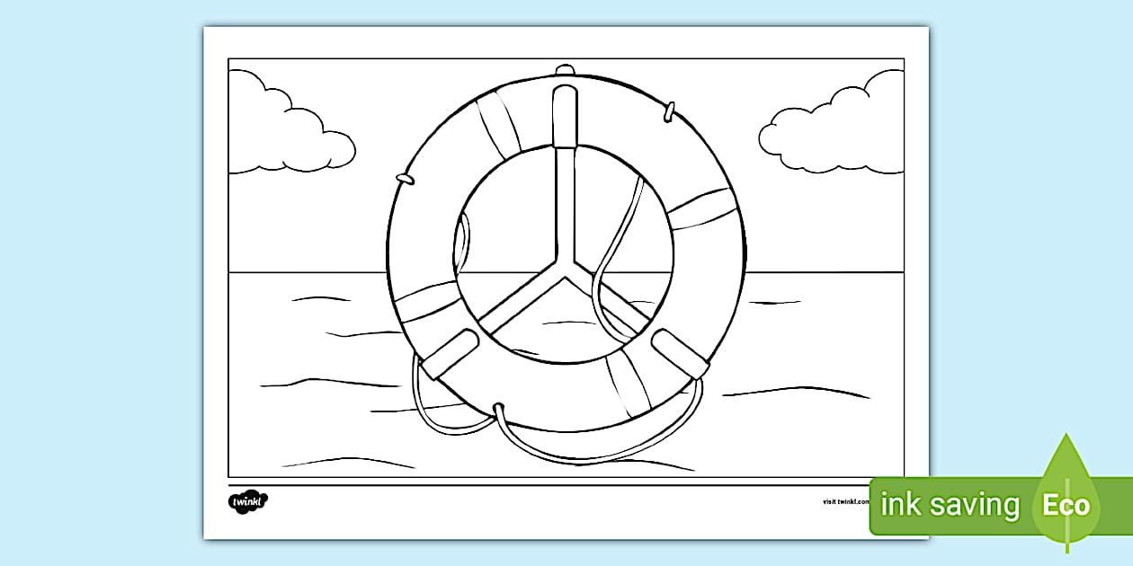 Life Ring Colouring Page (teacher made) - Twinkl