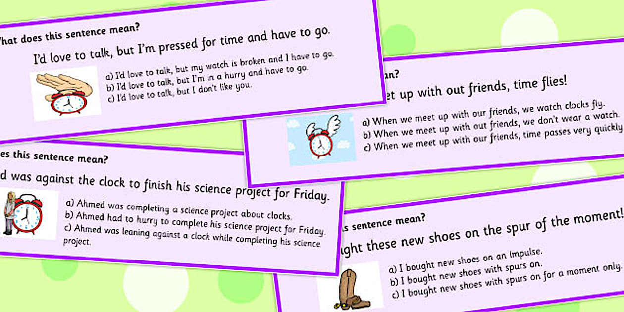 Time Idioms Multiple Choice Cards (Teacher-Made) - Twinkl