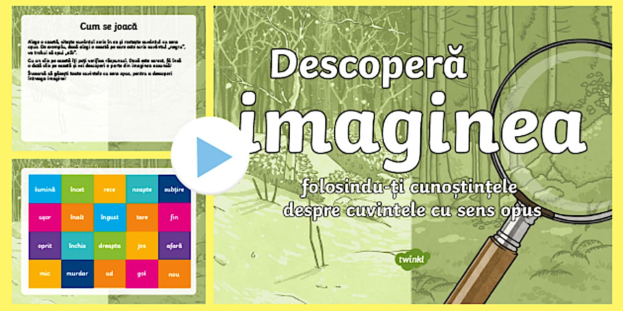 Cuvinte cu sens opus: Descoperă imaginea – Joc PowerPoint