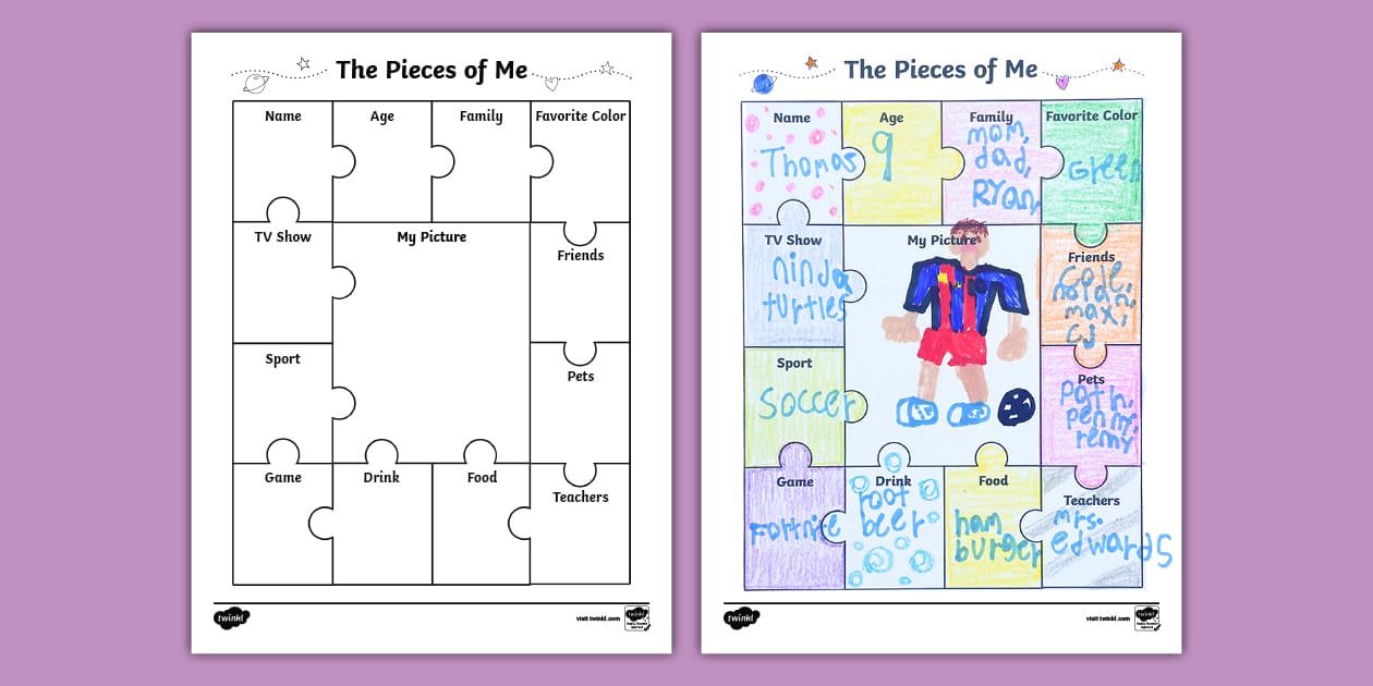 All About Me: The Pieces of Me Activity (teacher made)
