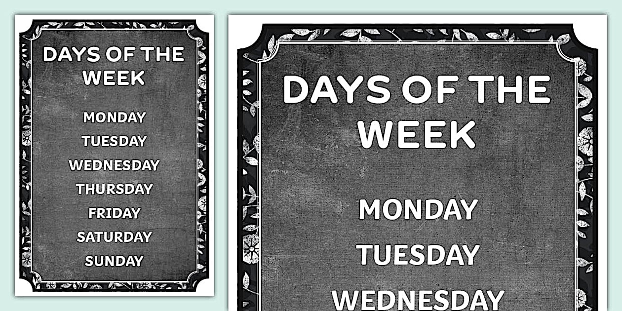 Chalkboard-Themed Days of the Week Display Poster - Twinkl