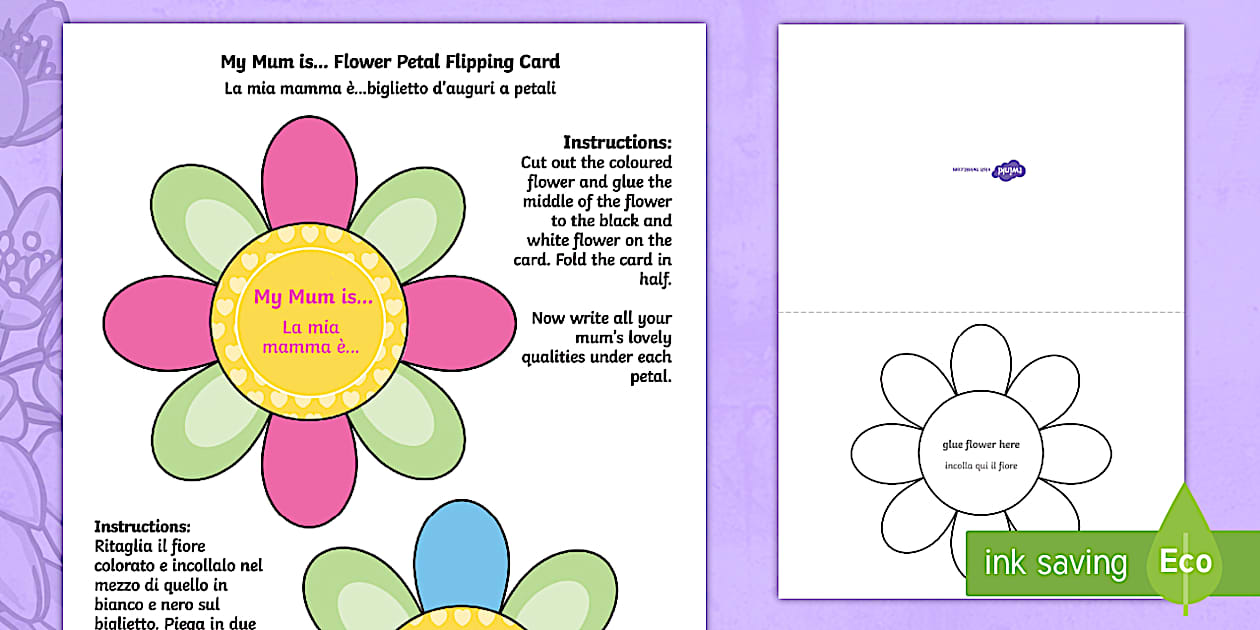 Mother's Day Flap Flower Card Craft English/Italian - Mothers Day Flap ...