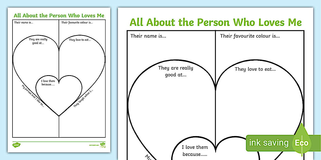 All About The Person Who Loves Me Activity Sheet - KS1
