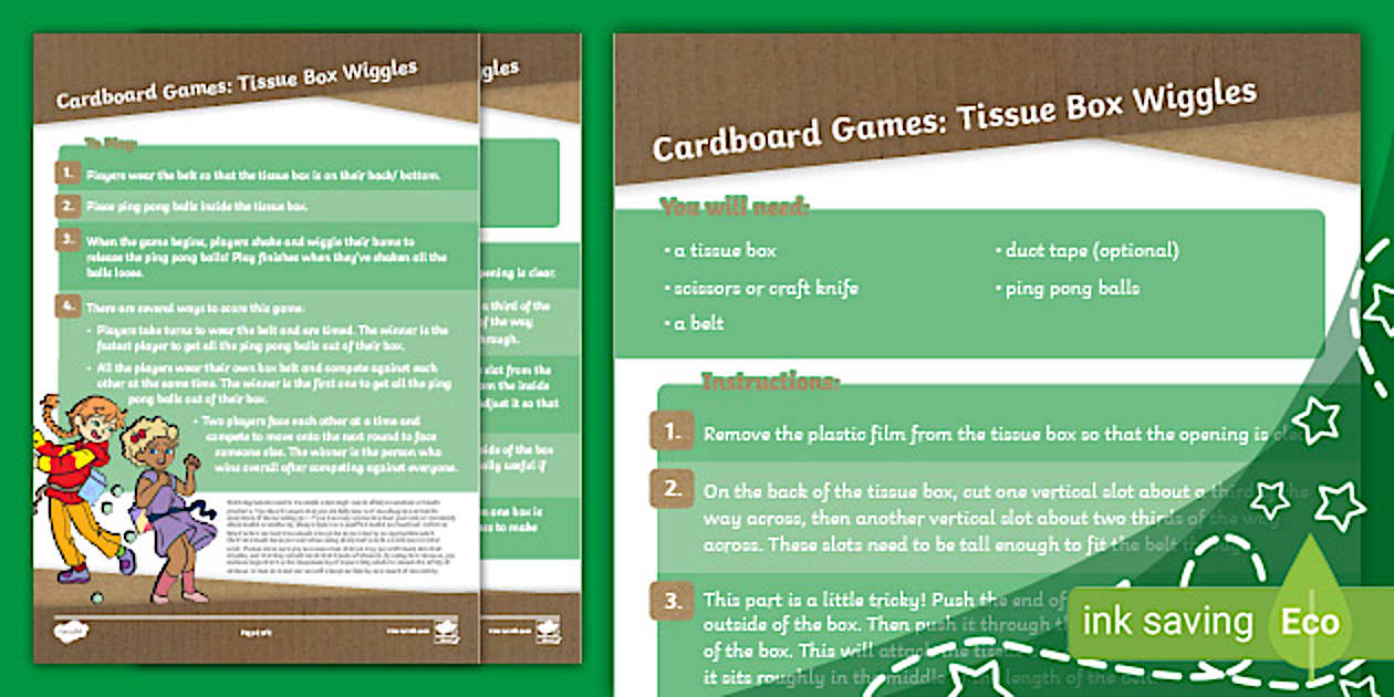 Cardboard Games: Tissue Box Wiggles (professor feito)