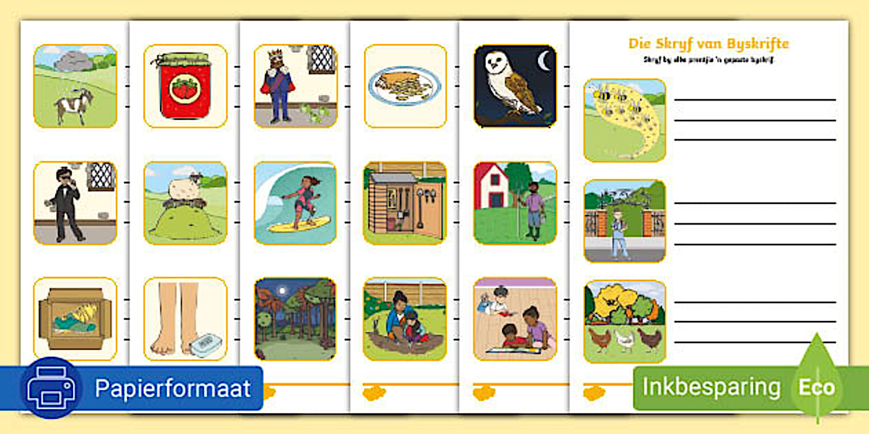 Vlak 3 Skryf van byskrifte Aktiwiteit (teacher made)