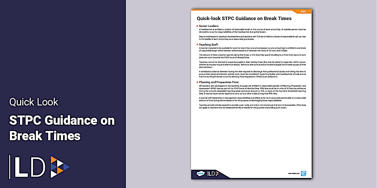 Guidance on Breaktimes (teacher made) - Twinkl