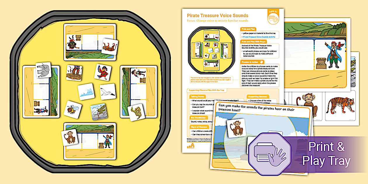 Pirate Treasure Voice Sounds Print and Play Tray | Twinkl