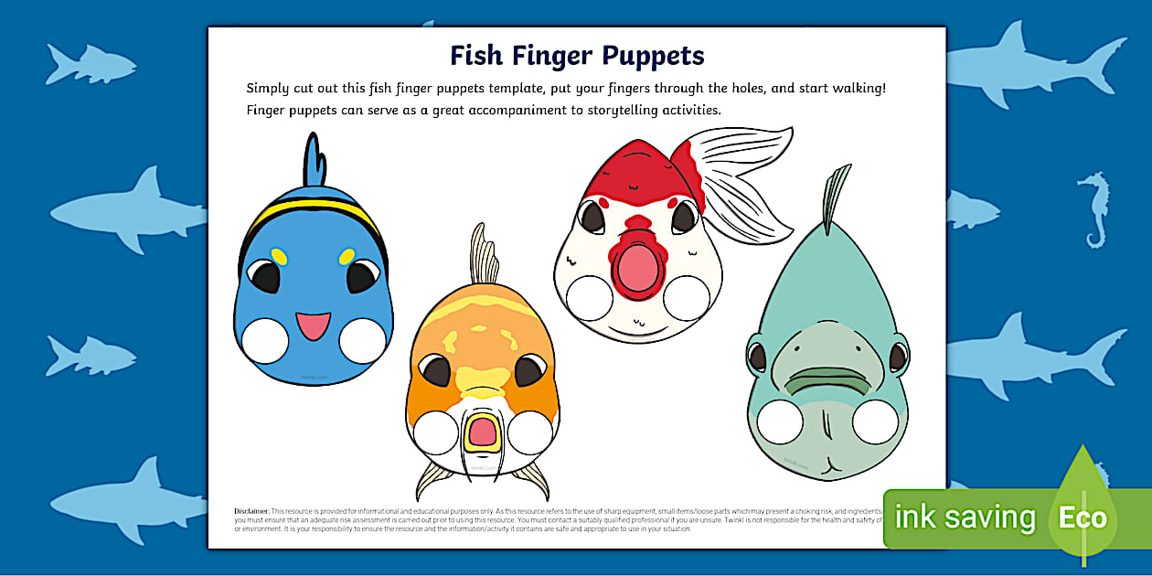 Fish Themed Finger Puppets (teacher made) - Twinkl