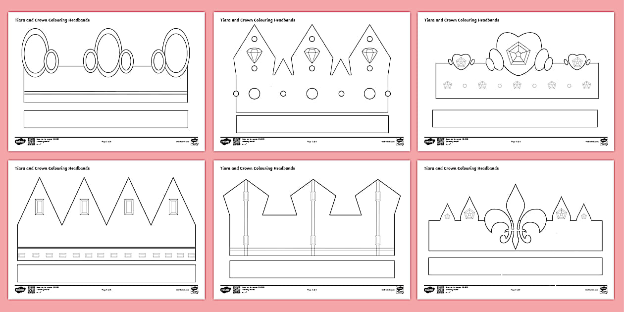 Tiaras and Crowns to Colour (teacher made) - Twinkl