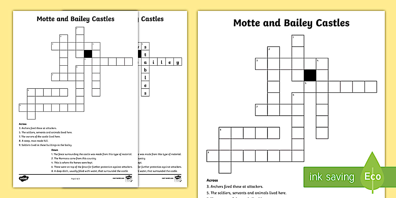 Motte and Bailey Castles Crossword (teacher made) - Twinkl