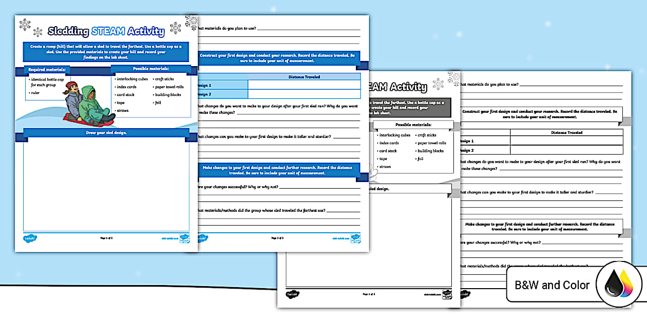 Sledding STEAM Activity for 3rd-5th Grade (Teacher-Made)
