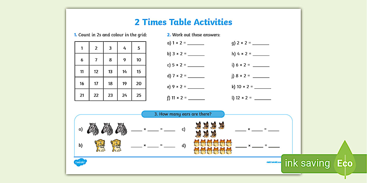 2 Times Tables Worksheet | Resource | Twinkl USA - Twinkl
