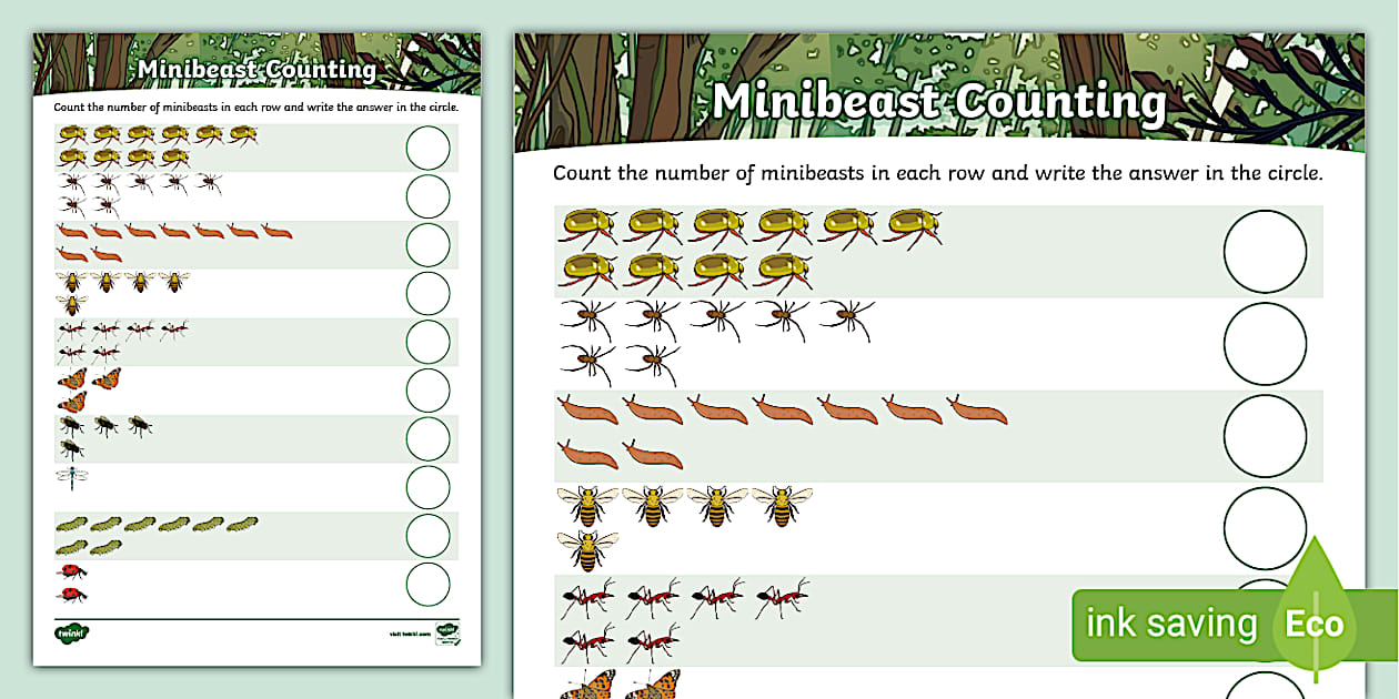 👉 Minibeast-Themed Counting to 10 Worksheet - Twinkl