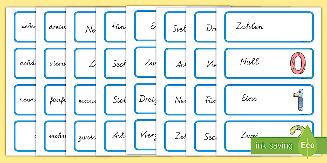 Zahlen 0-30 Wort- und Bildkarten - Maths Number System Word Cards