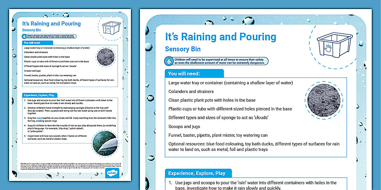 It's Raining it's Pouring Sensory Bin | Twinkl Early Years