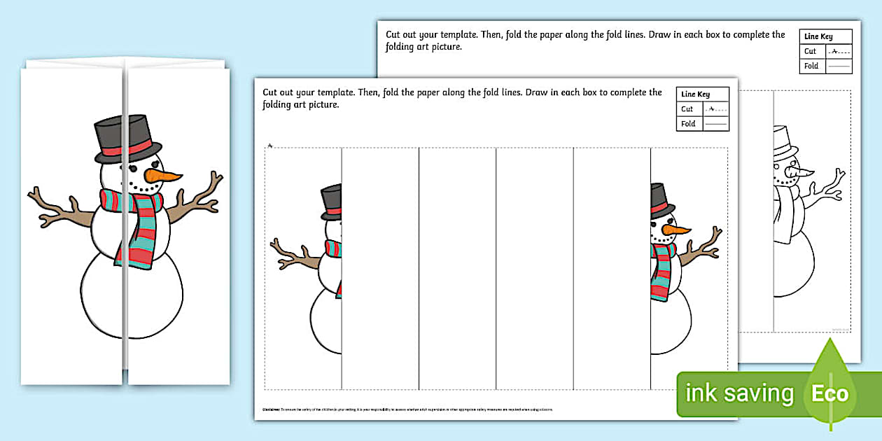 Snowperson Folding Art Template (Teacher-Made) - Twinkl