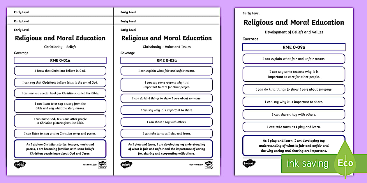 Editable CfE Early Level Religious and Moral Education Child Friendly