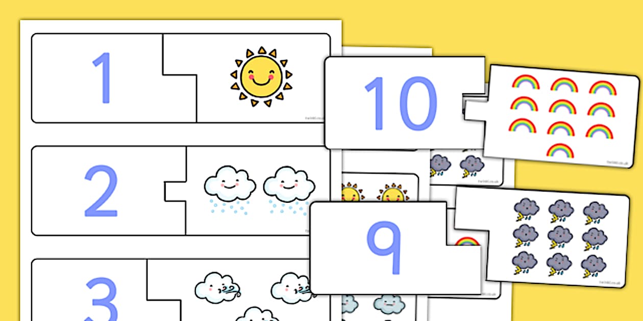 Weather Themed Counting Matching Puzzle (teacher made)