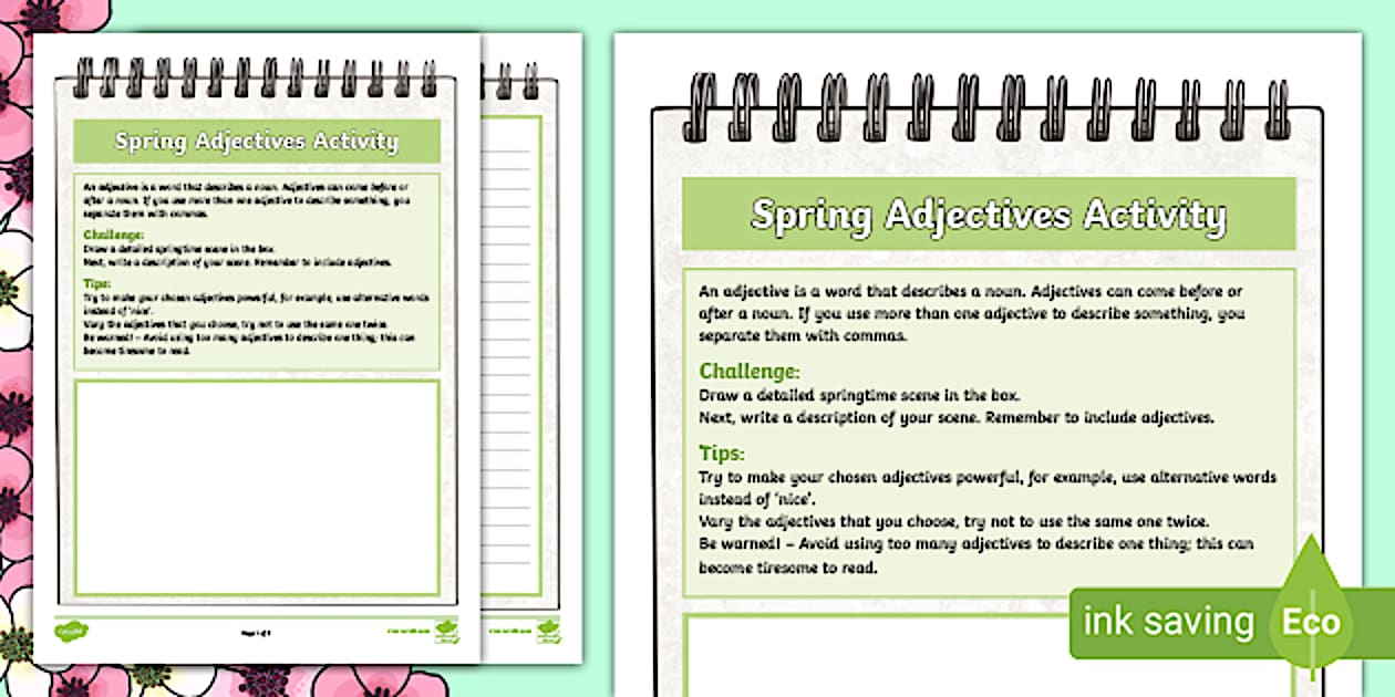 Spring Adjectives Activity (teacher made) - Twinkl