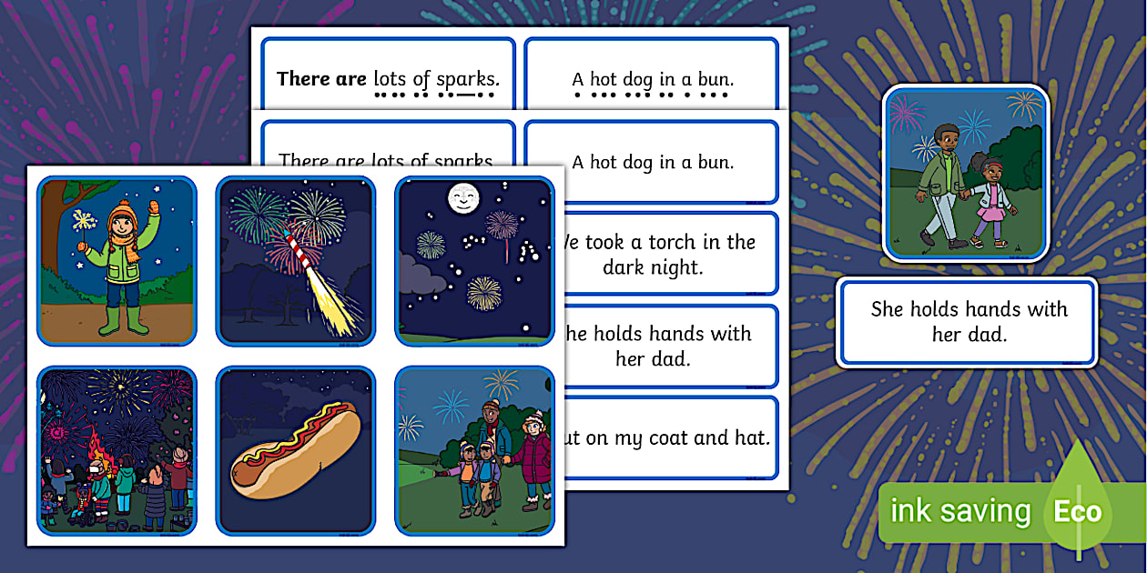 Bonfire Night Simple Sentence Matching Activity - Twinkl