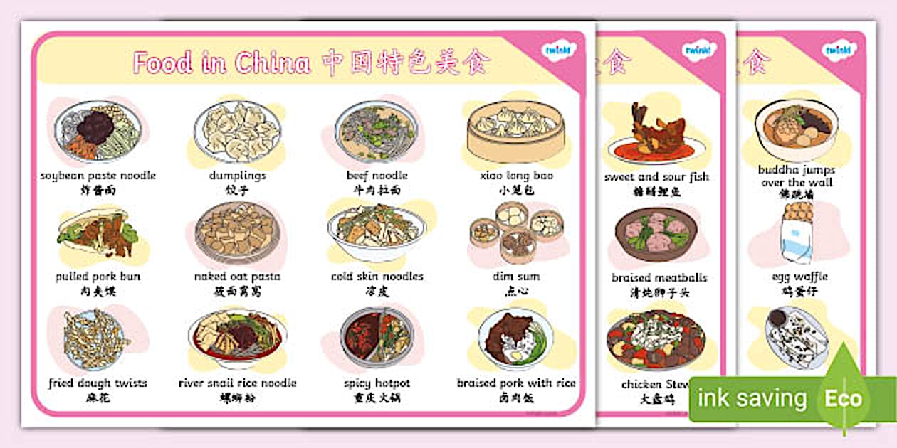 Food in China Word Mat English/Mandarin Chinese | 中国特色美食词汇毯