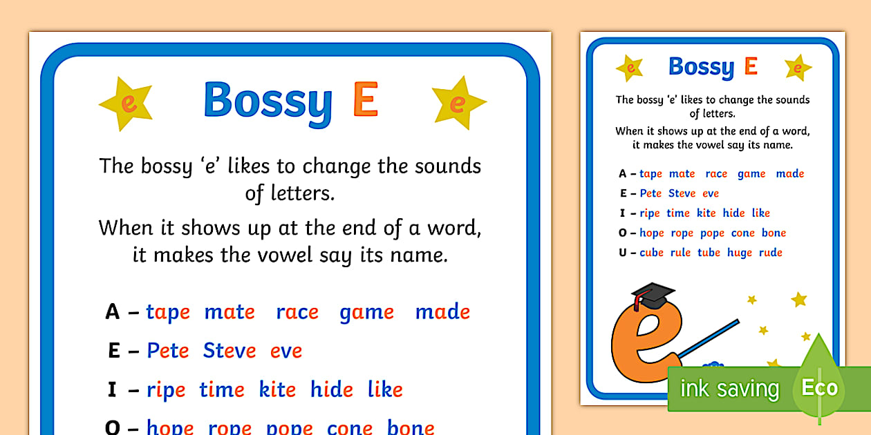 SA Bossy 'E' Display Poster (teacher made) - Twinkl