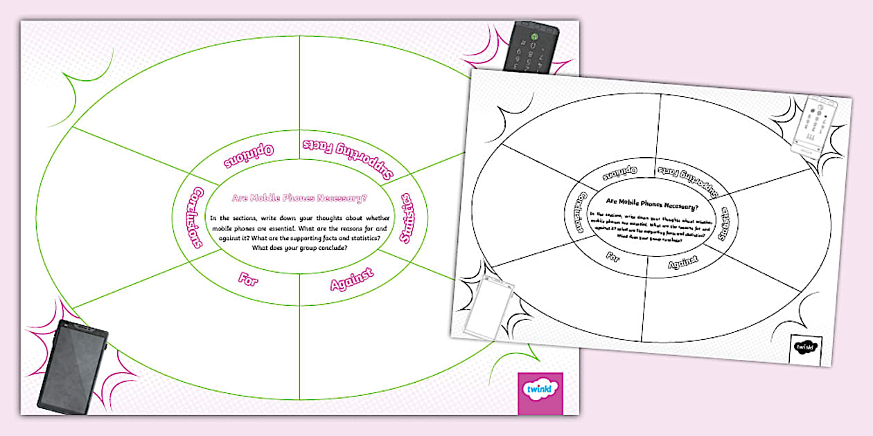 Phones Around the Table Debate Writing Frame - Twinkl