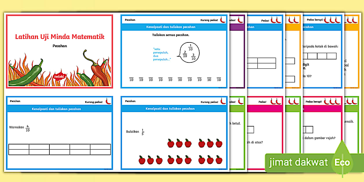 Latihan Uji Minda Matematik Pecahan Tahun 3 - Twinkl