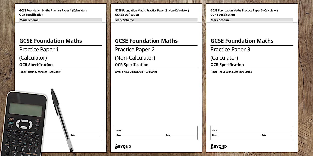 GCSE Maths Practice Papers 1, 2 and 3 Foundation (Set A) OCR Specification