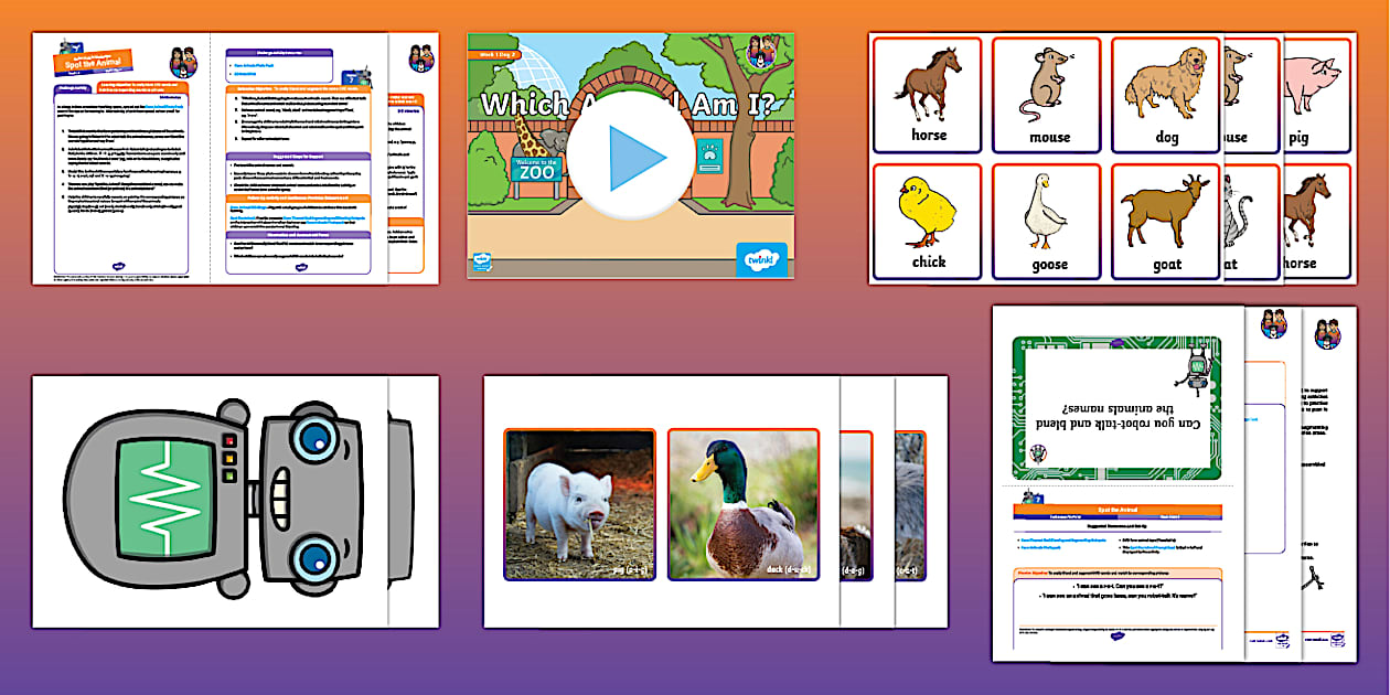 Twinkl Phonics Animal Themed Level 1-2 Week 1 Day 2 Pack