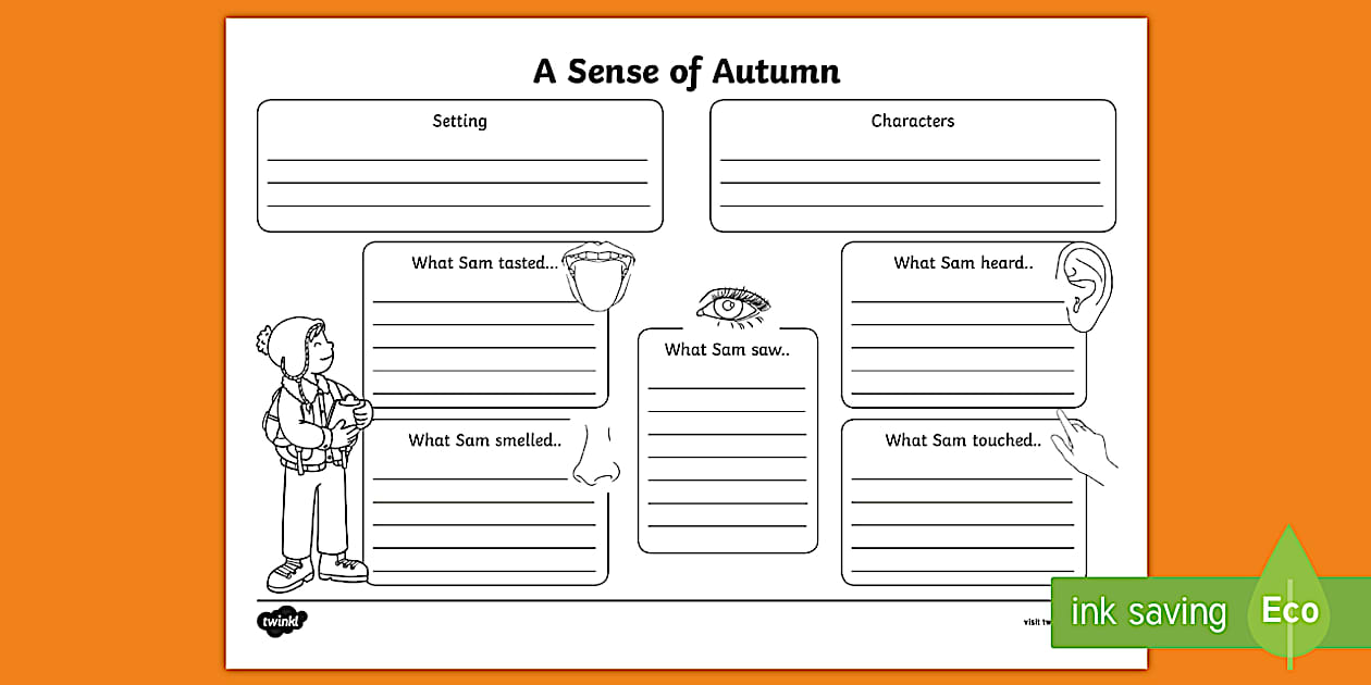 A Sense of Autumn Story Map Worksheet / Worksheet - Twinkl