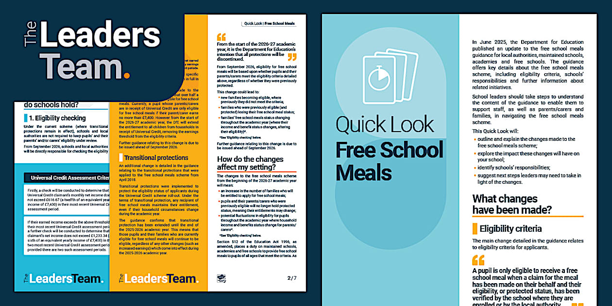 Free School Meals Quick Look