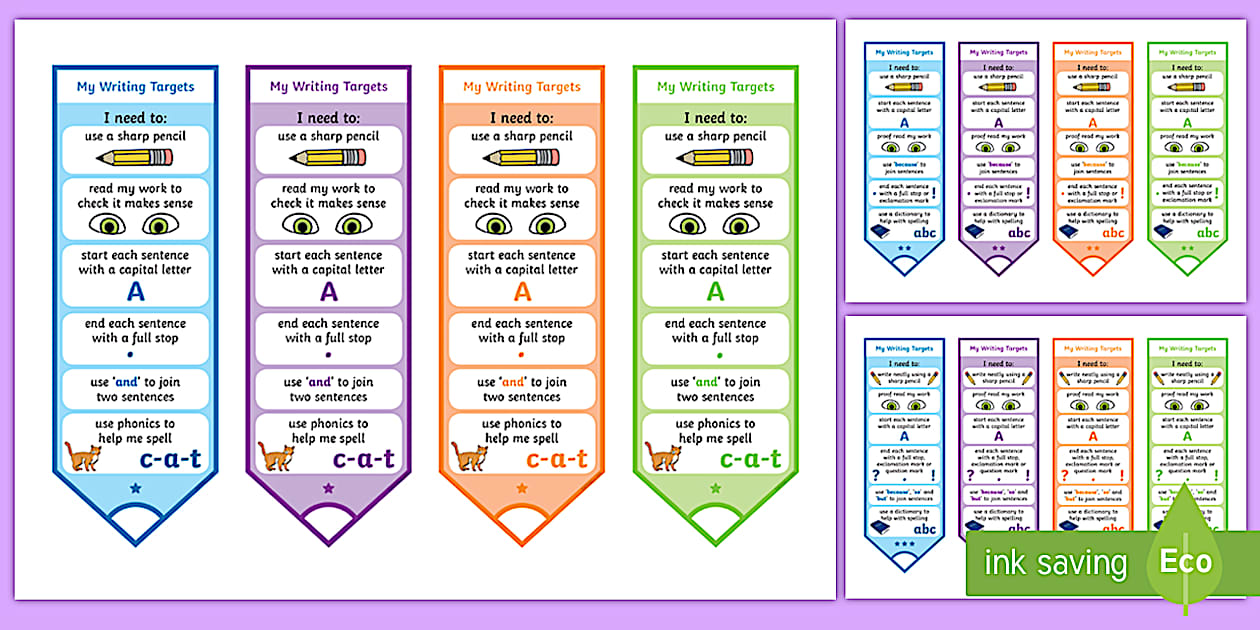 Editable First Level Ready for Writing Differentiated Bookmarks