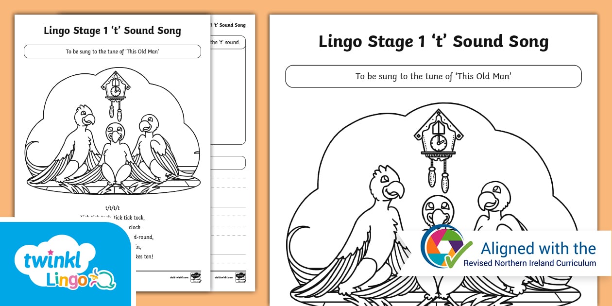 Lingo Stage 1 't' Sound Song Activity Sheets - Twinkl