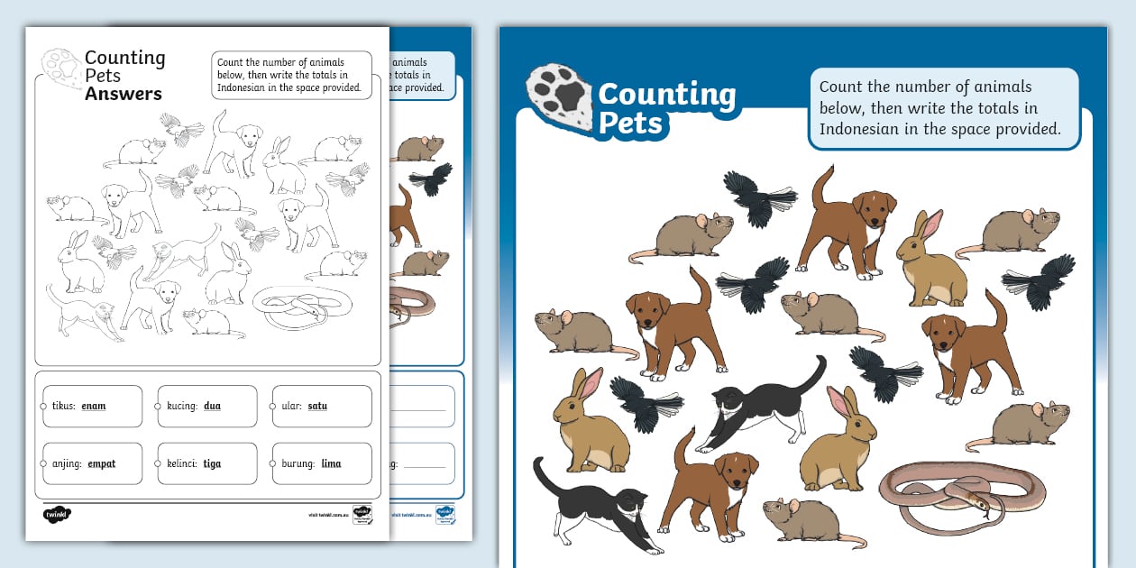 Counting Pet Animals - Indonesian (teacher made) - Twinkl