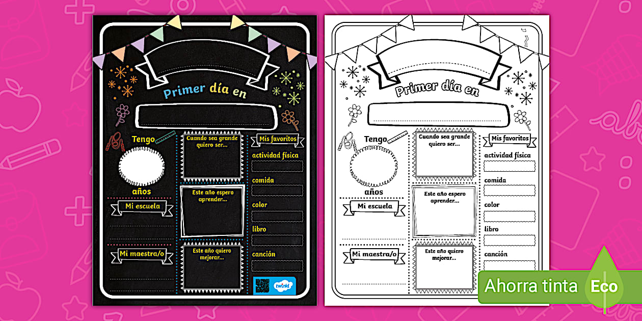 Primer día de clases - pizarra todo sobre mí