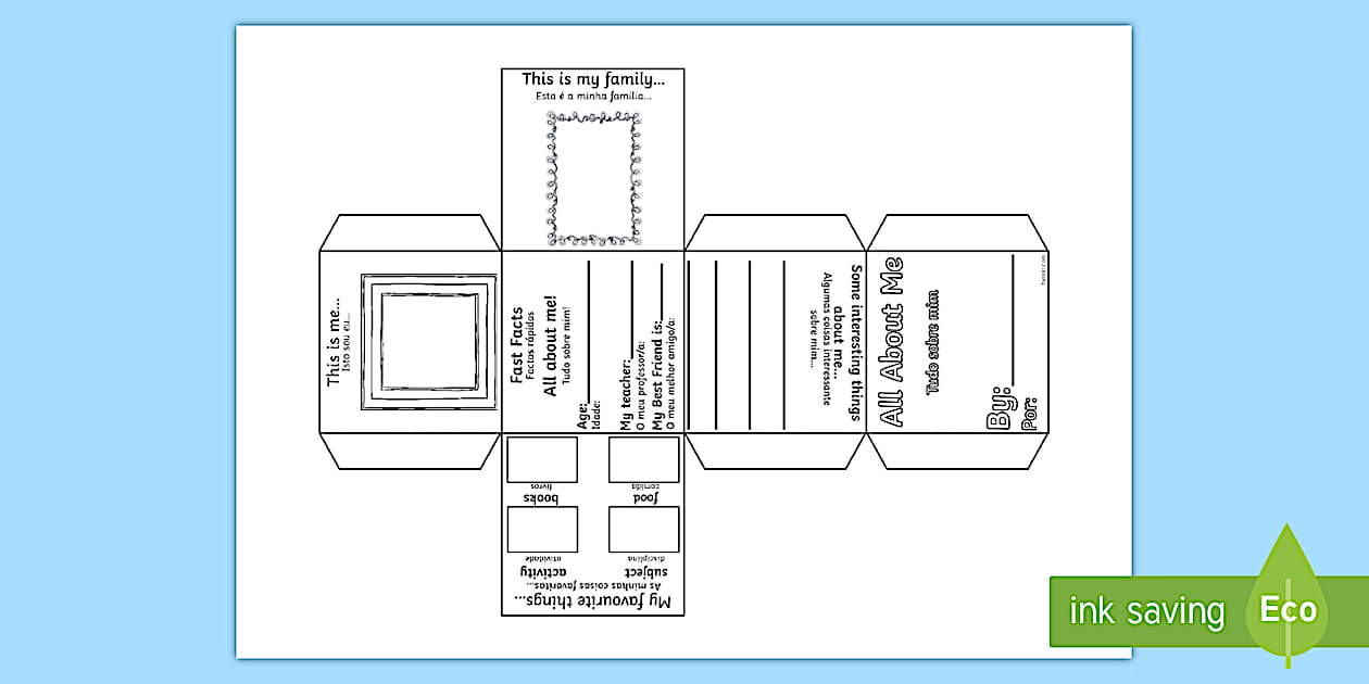 All About Me Cube Paper Craft English/Portuguese - Twinkl