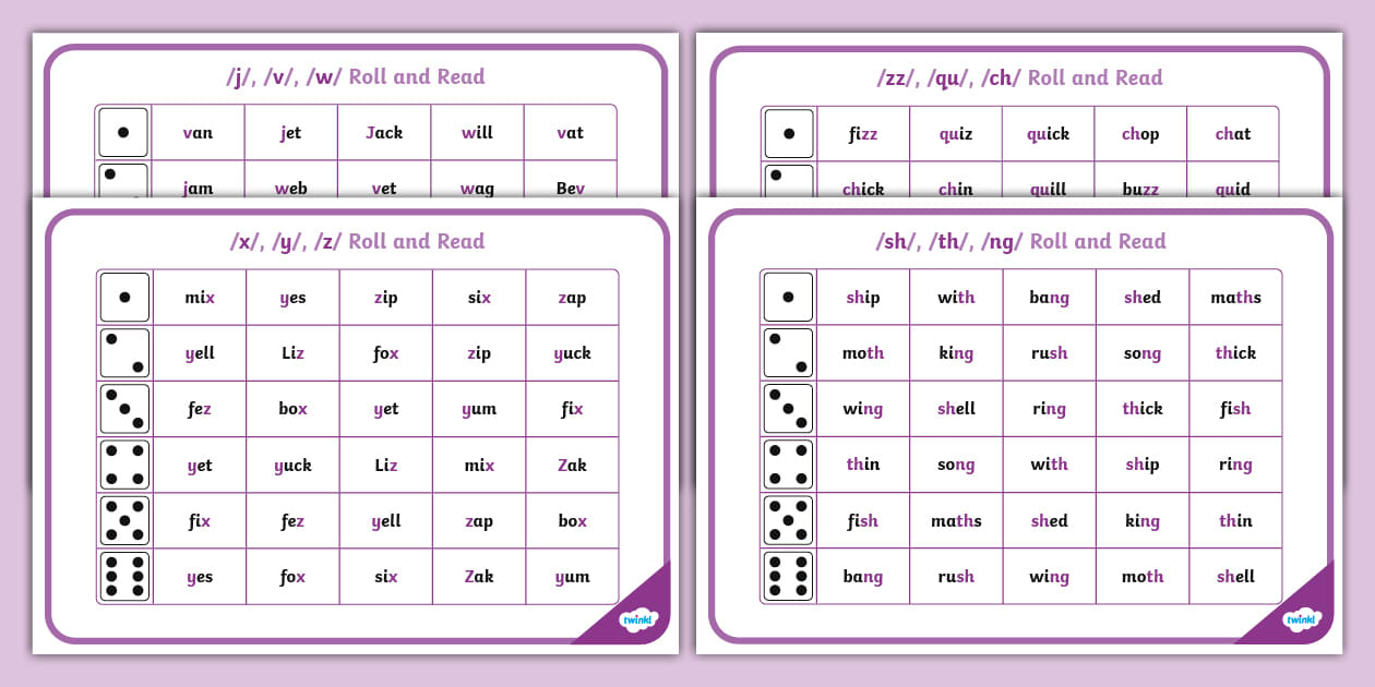 Phase 3 Consonant Phoneme Roll and Read Mats (teacher made)